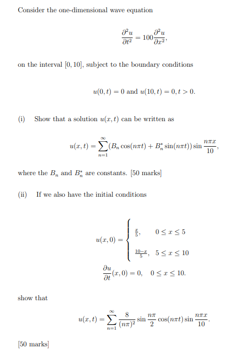 Solved Consider the one-dimensional wave equation | Chegg.com
