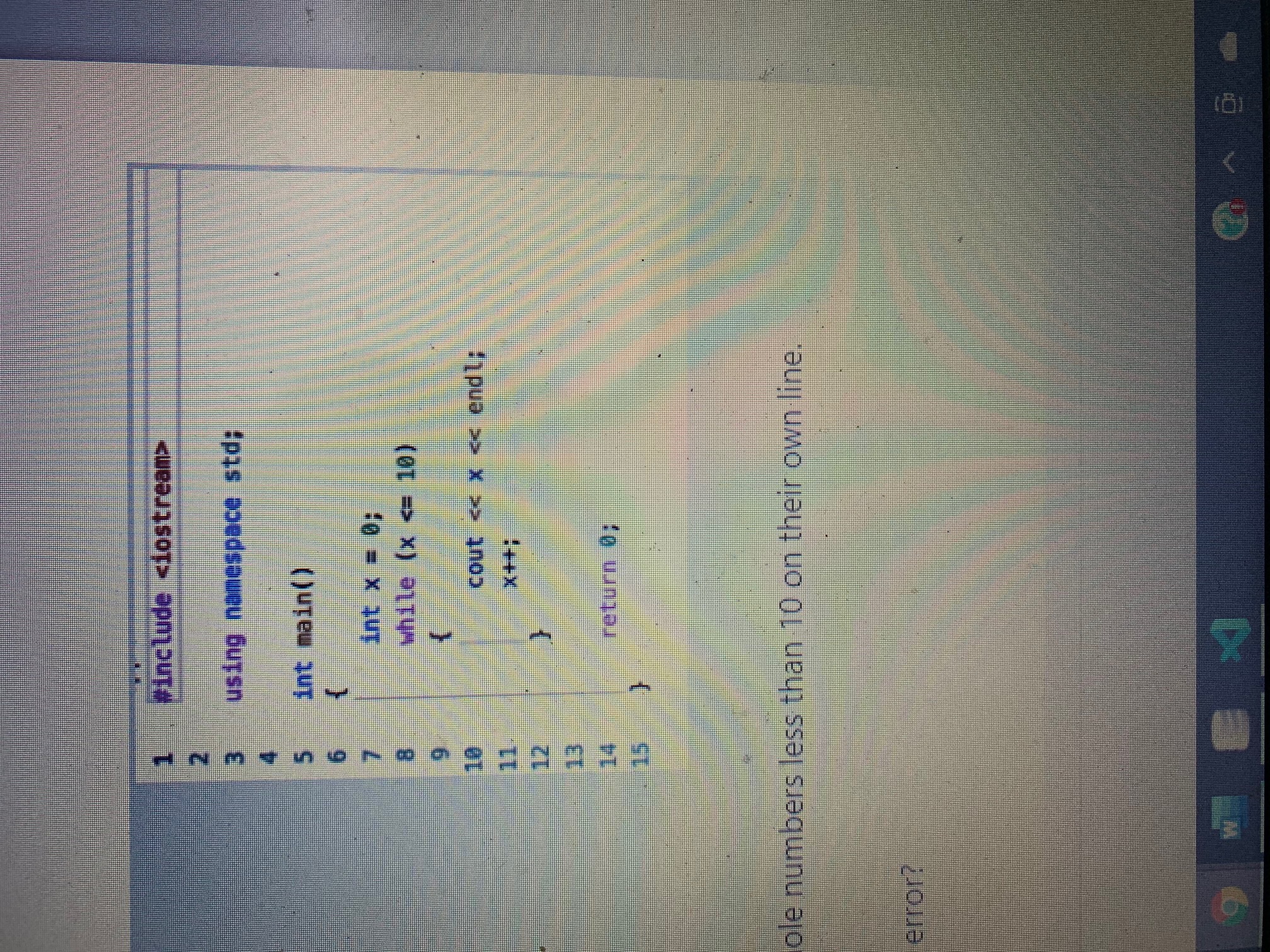 Solved #Include 1 2 3 4 using namespace std; int main() 6 | Chegg.com