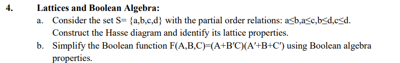 Solved Lattices and Boolean Algebra:a. ﻿Consider the set | Chegg.com