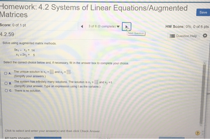 Solved Homework: 4.2 Systems of Linear Equations/Augmented | Chegg.com