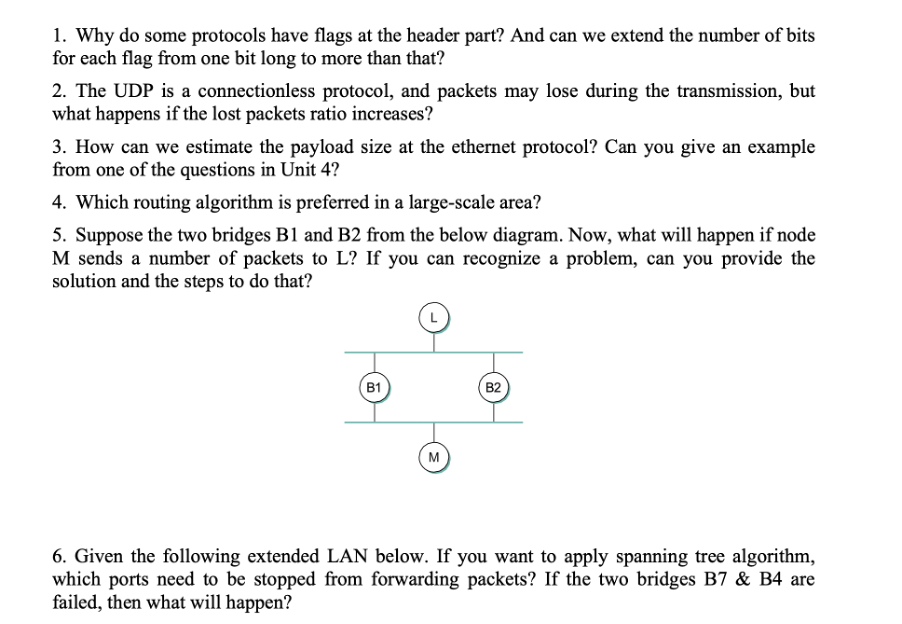 Solved 1. Why do some protocols have flags at the header | Chegg.com