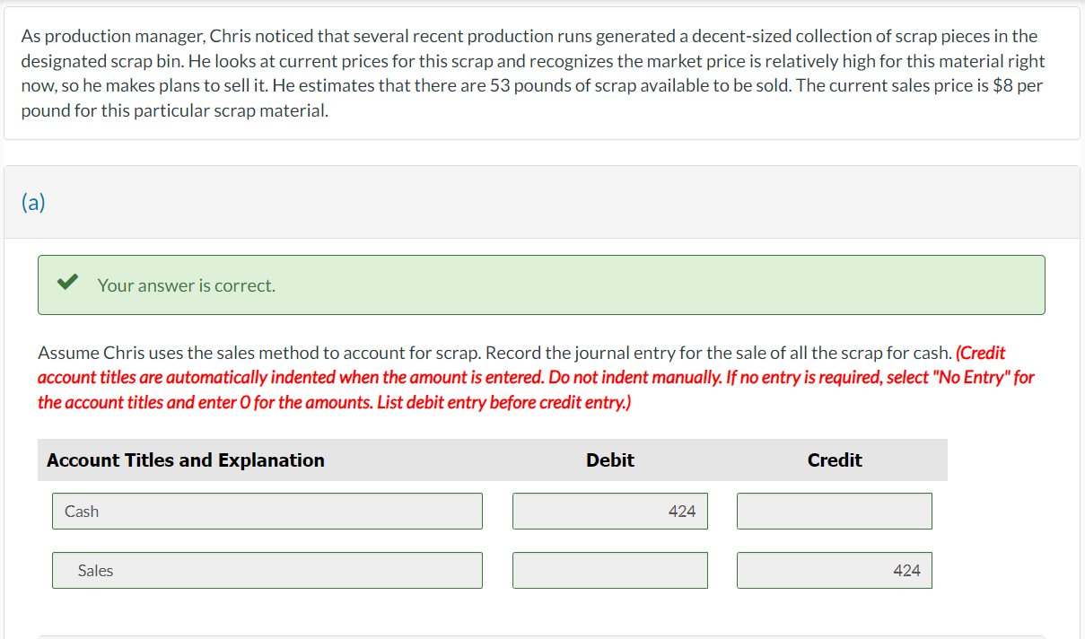Solved Assume Chris uses the production method to account | Chegg.com