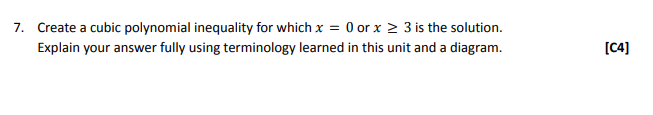 Solved 7. Create a cubic polynomial inequality for which x=0 | Chegg.com