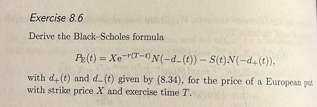 Solved Exercise 8.6Derive the Black-Scholes | Chegg.com