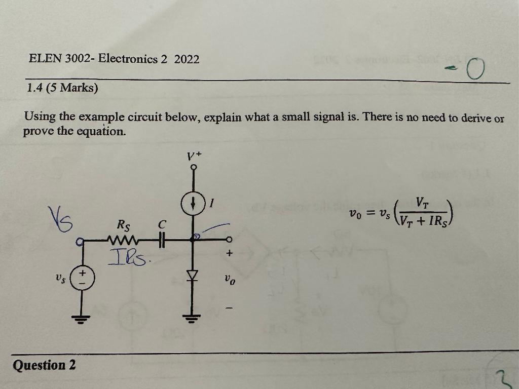 Solved Using the example circuit below, explain what a small | Chegg.com