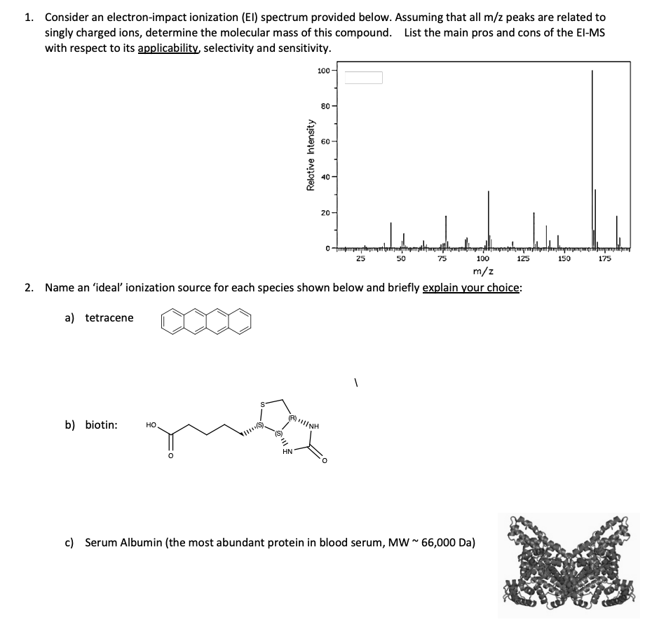 Solved 1. Consider an electron-impact ionization (El) | Chegg.com