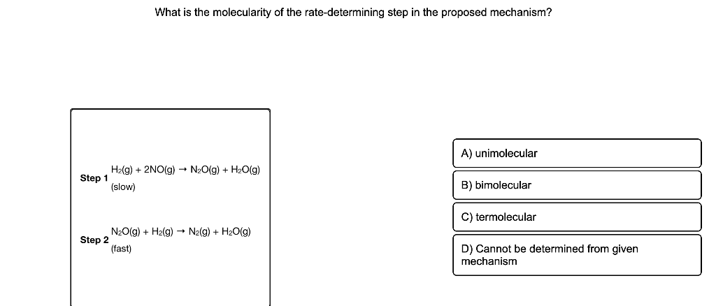 Solved What Is The Molecularity Of The Rate Determining Step