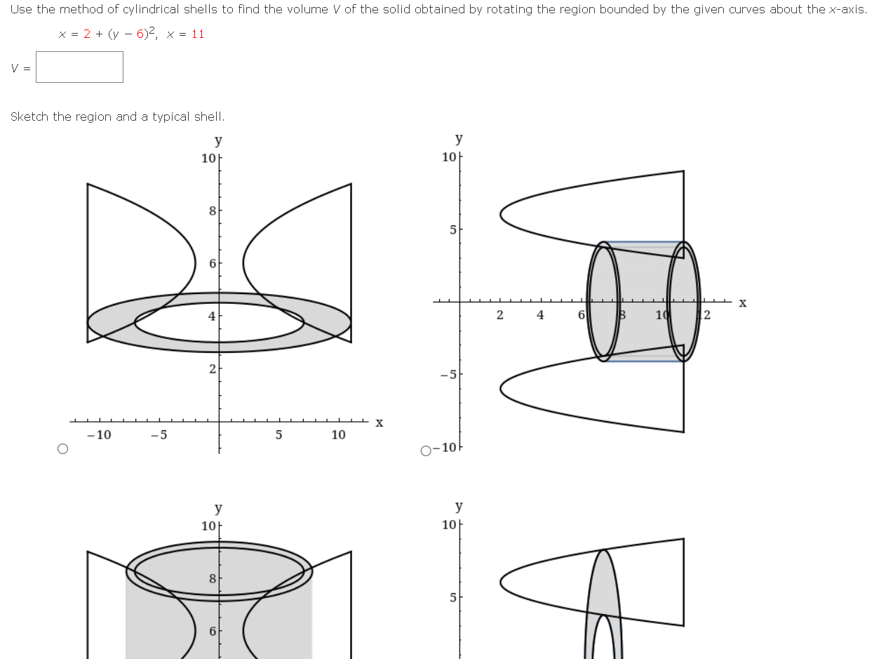Solved Use the method of cylindrical shells to find the | Chegg.com