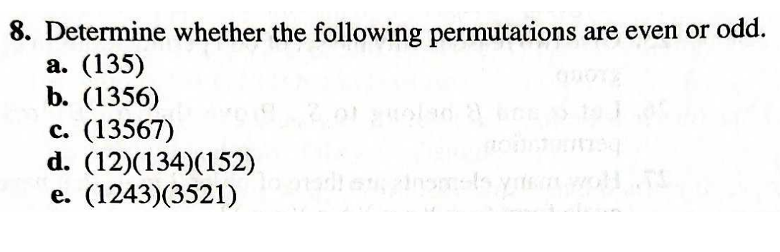 Solved 8. Determine whether the following permutations are | Chegg.com