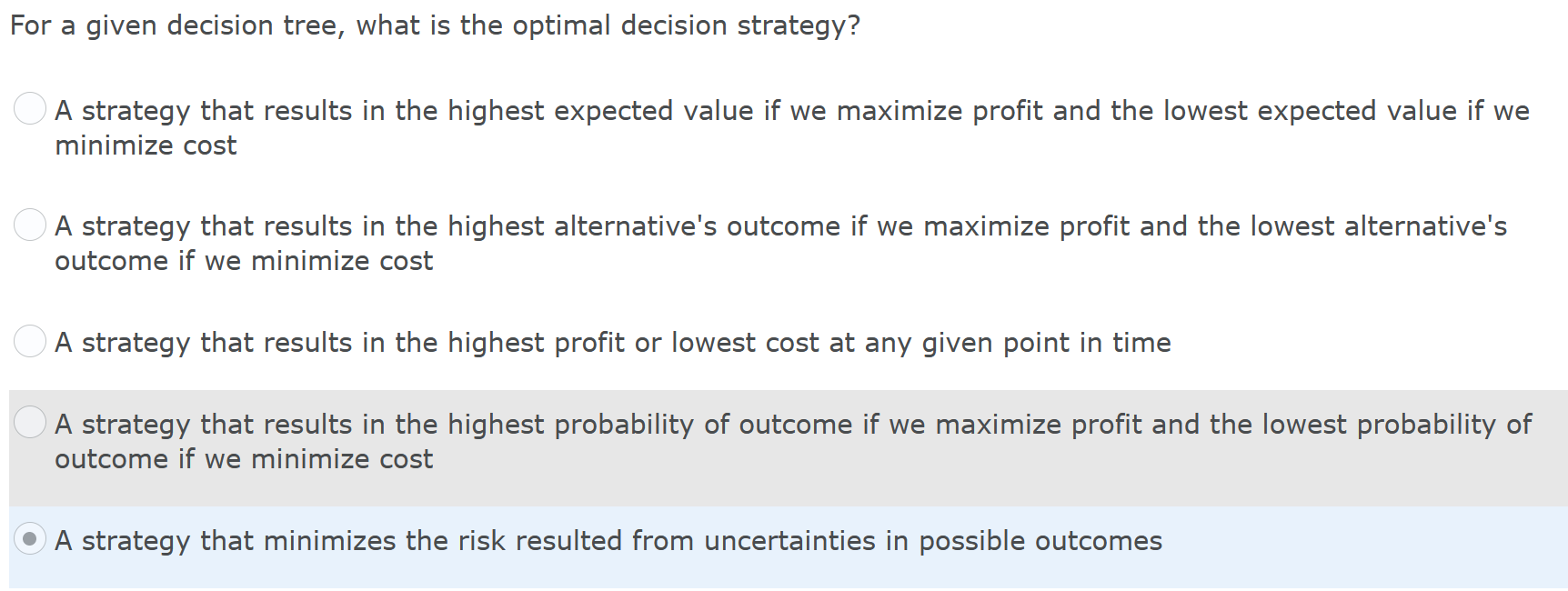 Solved For a given decision tree, what is the optimal | Chegg.com