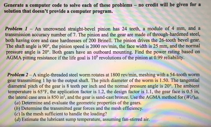 Solved Generate a computer code to solve each of these | Chegg.com
