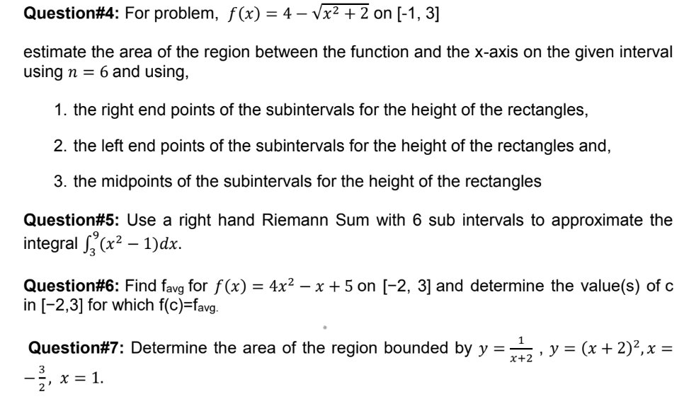 Solved Question\#4: For problem, f(x)=4−x2+2 on [−1,3] | Chegg.com