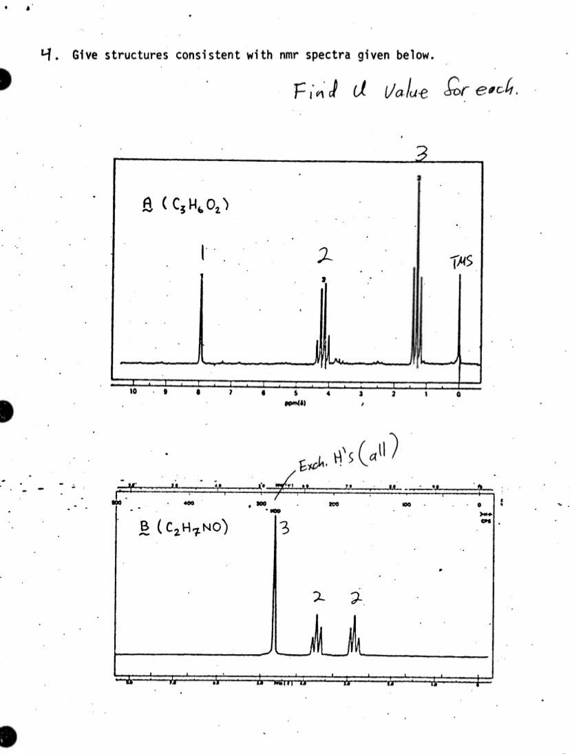 Solved 4. Give structures consistent with nmr spectra given | Chegg.com