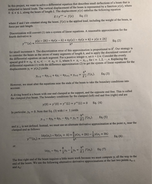 Solved In this project, we want to solve a differential | Chegg.com