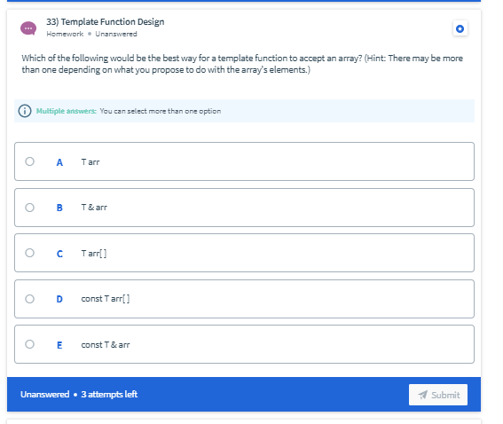 Solved 33) Template Function Design Homework. Unanswered | Chegg.com