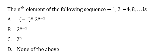 Solved The nth element of the following sequence – 1, 2, | Chegg.com