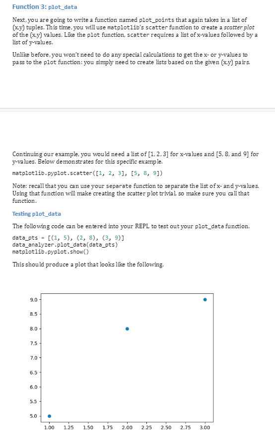 Solved Function 3: plot_data Next, you are going to write a | Chegg.com