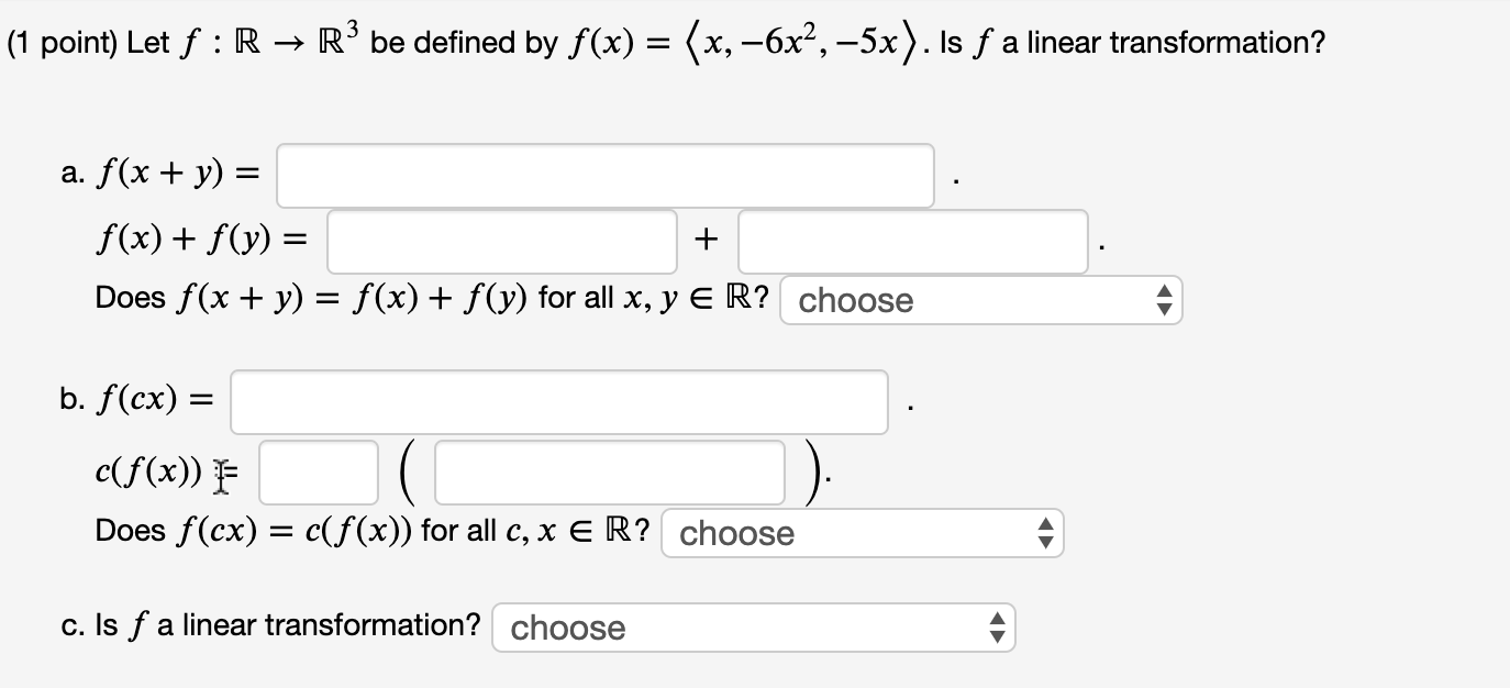 Solved (1 point) Let f : R → R3 be defined by f(x) = (x, | Chegg.com