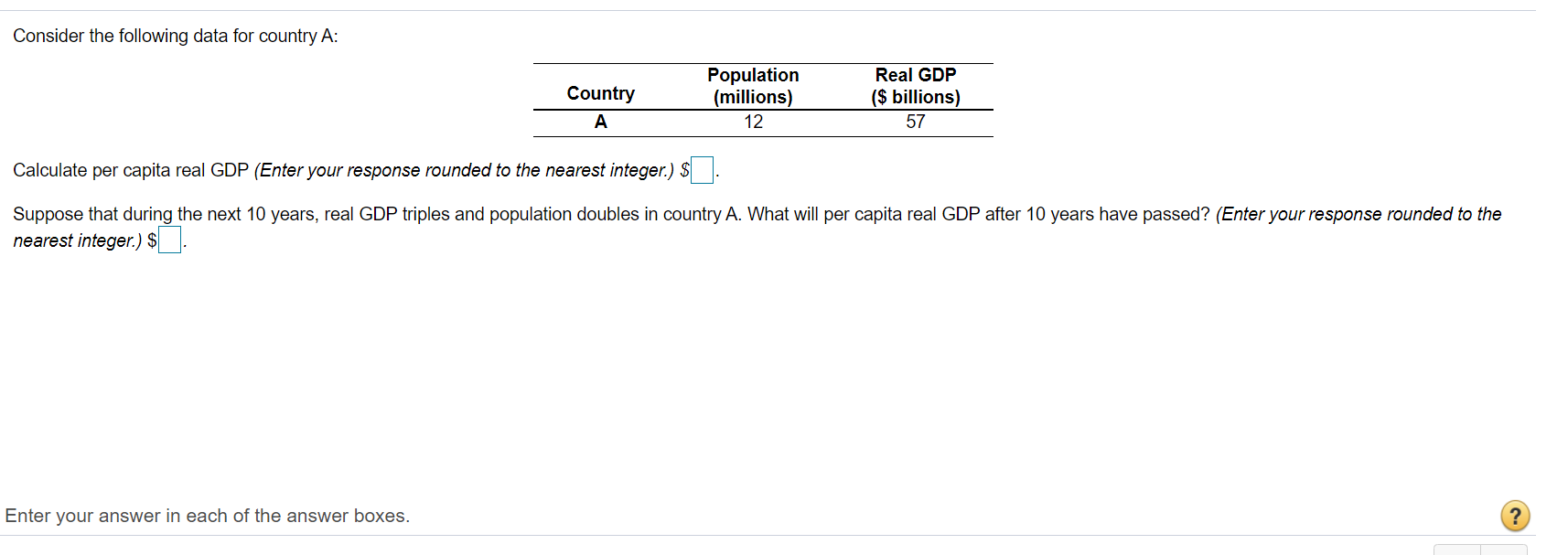 Solved Consider the following data for country A: Country A | Chegg.com