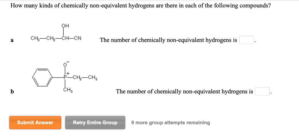 Solved How many kinds of chemically non-equivalent hydrogens | Chegg.com