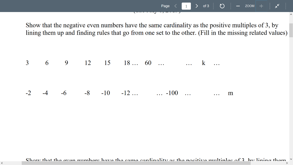 Solved ZOOM of 3 1 Page Show that the negative even numbers | Chegg.com