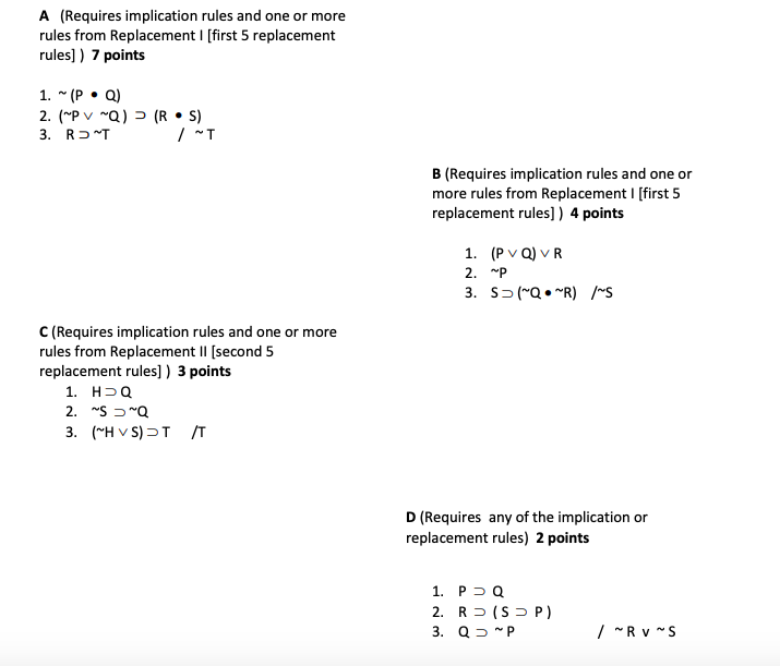 Solved A (Requires implication rules and one or more rules | Chegg.com