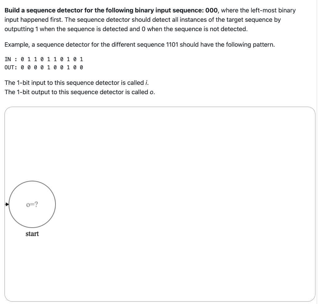 Solved Build A Sequence Detector For The Following Binary 