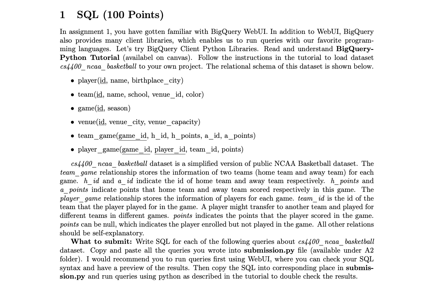 Solved 1 Sql 100 Points In Assignment 1 You Have Gotten 