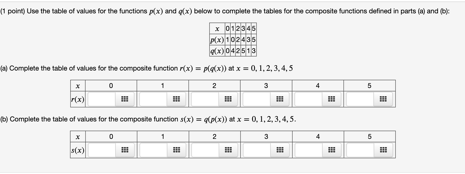 Solved (a) Complete the table of values for the composite | Chegg.com