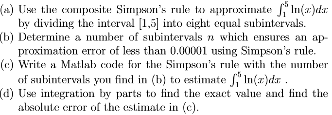 Solved (a) Use the composite Simpson's rule to approximate | Chegg.com