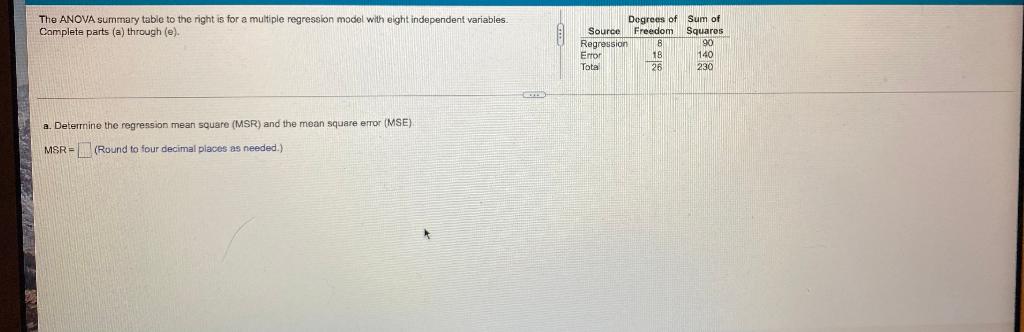 Solved b. Compute the overall FSTAT test statistic. c. | Chegg.com