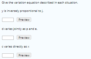 Solved Give the variation equation described in each | Chegg.com