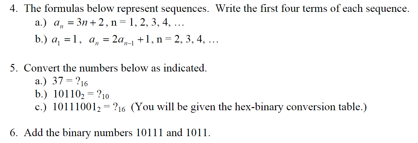 Solved 4. The formulas below represent sequences. Write the | Chegg.com
