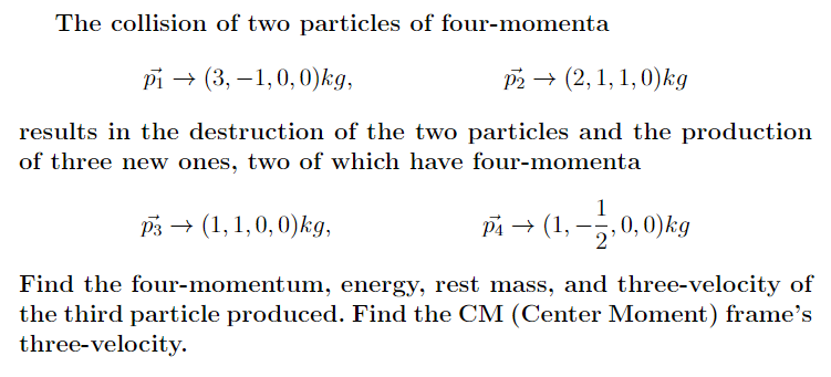 The collision of two particles of four-momenta | Chegg.com