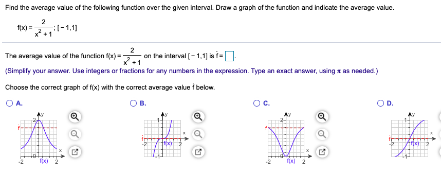 Solved Find the average value of the following function over | Chegg.com