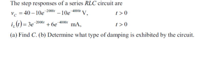 Solved The step responses of a series RLC circuit are | Chegg.com