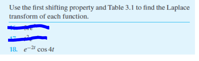 Solved Use the first shifting property and Table 3.1 to find | Chegg.com