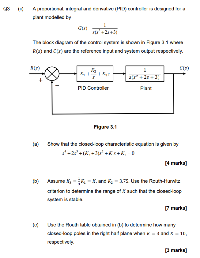 Solved Q3 (ii) A proportional, integral and derivative (PID) | Chegg.com