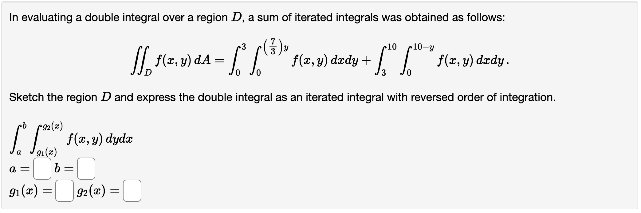 Solved In evaluating a double integral over a region D, a | Chegg.com