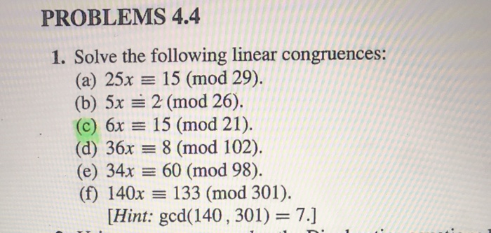 Solved PROBLEMS 4.4 1. Solve the following linear | Chegg.com