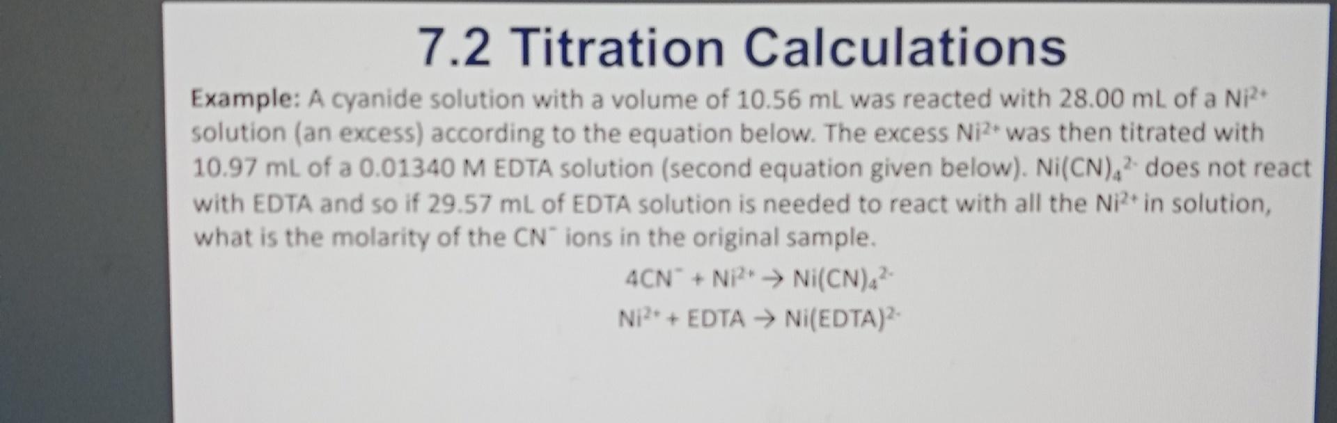 Solved 7.2 Titration Calculations Example: A cyanide | Chegg.com