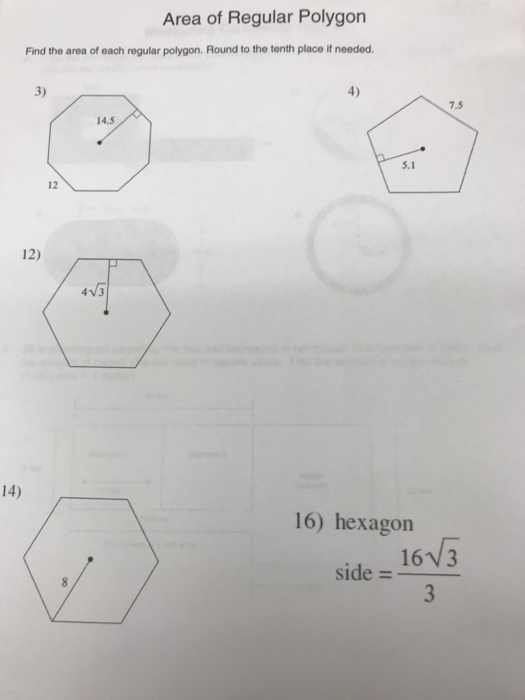 Solved Area of Regular Polygon Find the area of each regular | Chegg.com