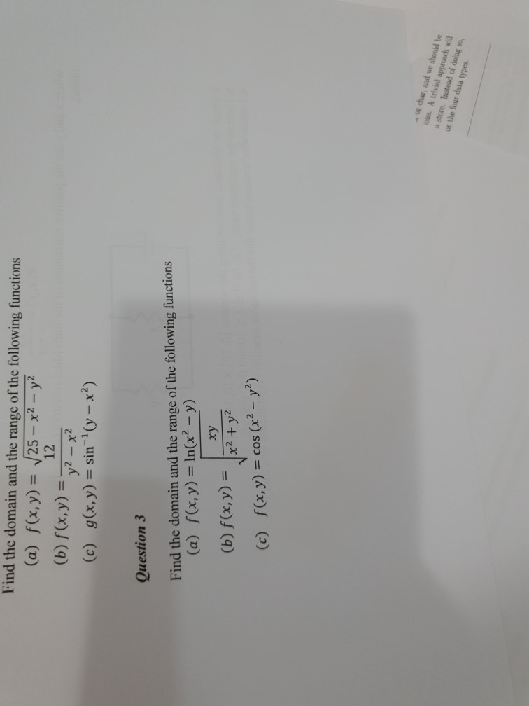 Solved Find the domain and the range of the following | Chegg.com