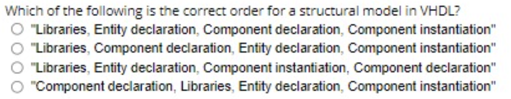 Solved Which Of The Following Is The Correct Order For A 