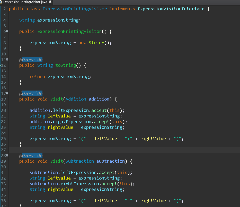 Solved Visitor Design Pattern Assignment -Create a class | Chegg.com