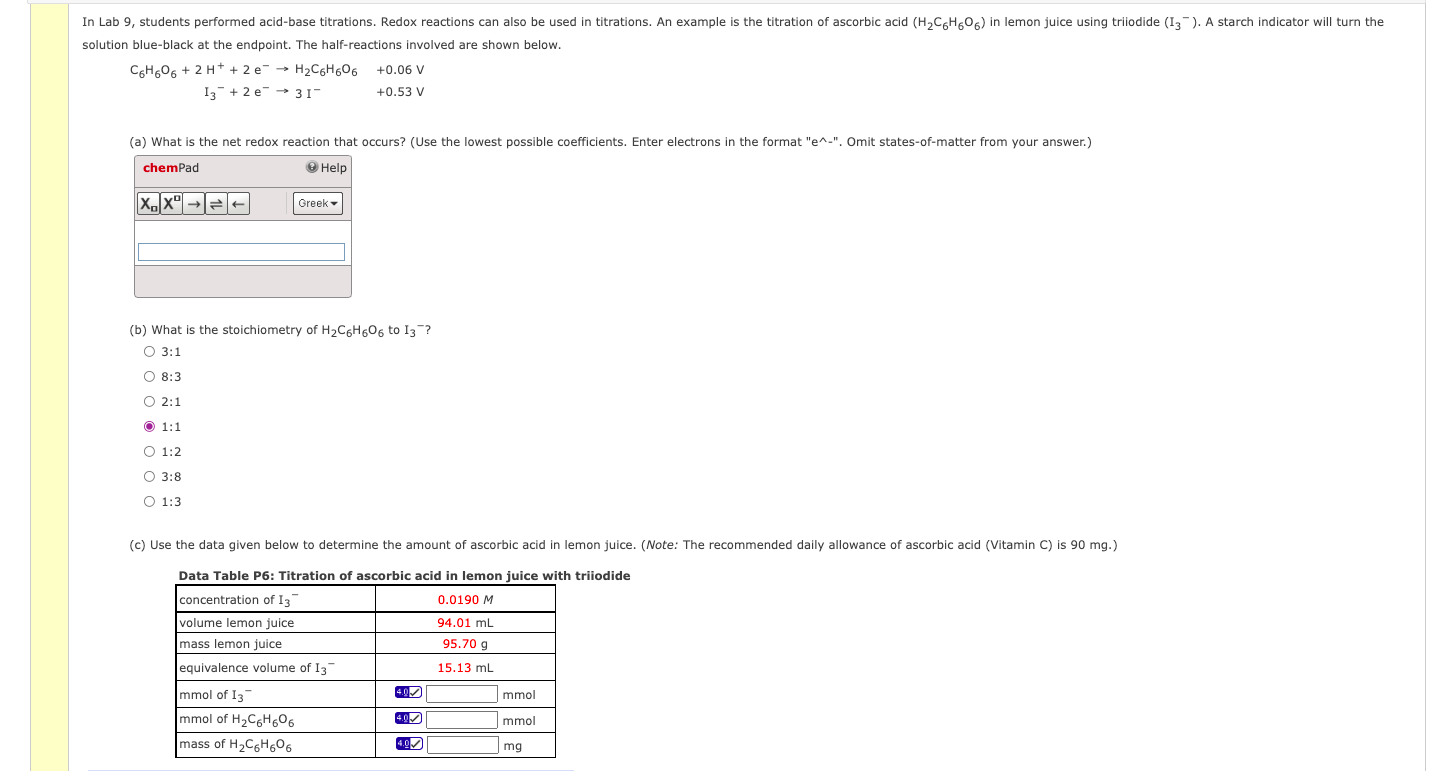 Solved In Lab 9, students performed acid-base titrations. | Chegg.com