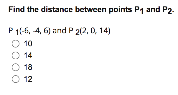 Solved Find the distance between points P1 and P2. P 1(-6, | Chegg.com