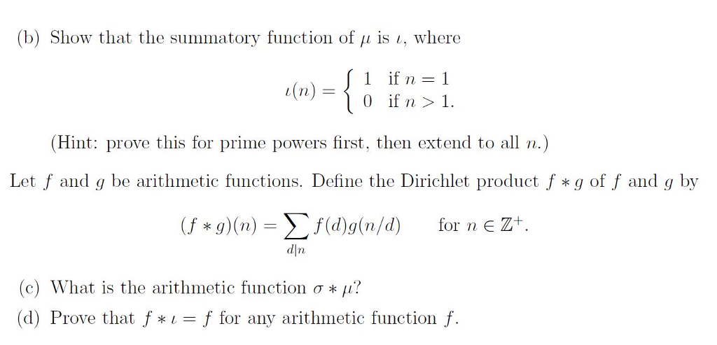 Solved The Mobius function μ Is the arithmetic function | Chegg.com