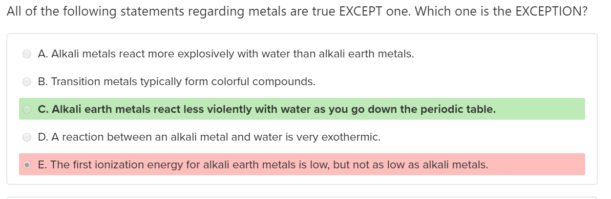 Solved All of the following statements regarding metals are | Chegg.com
