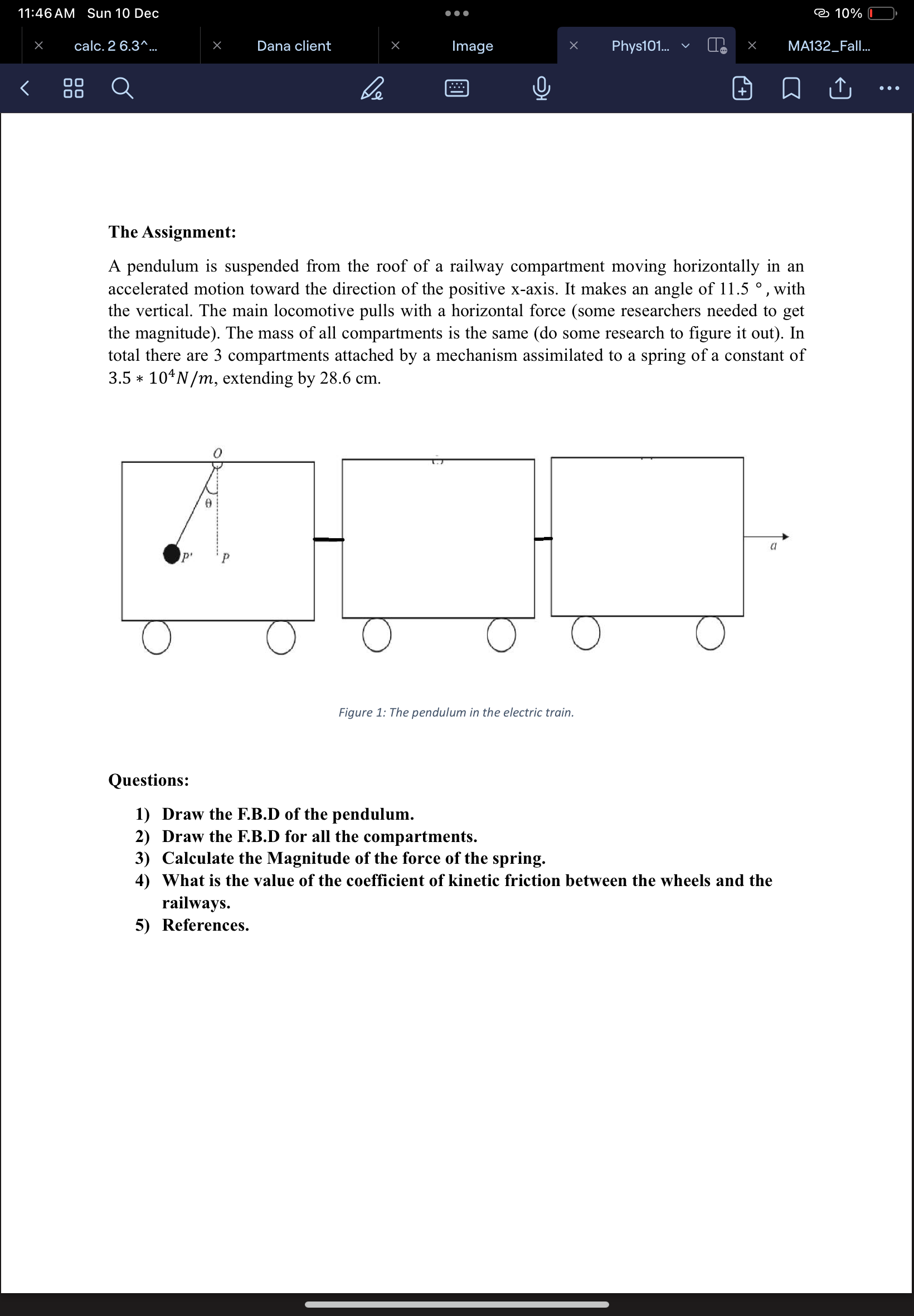 Solved The Assignment: A pendulum is suspended from the roof | Chegg.com